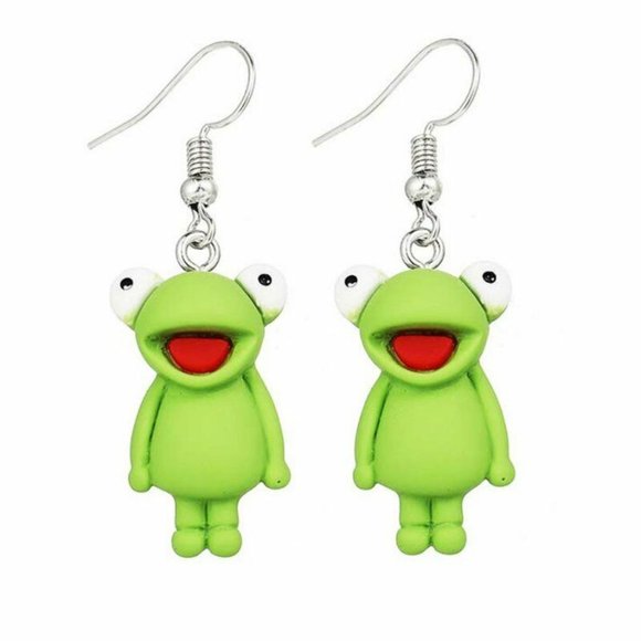 Jewelry | New Fun Green Frog Animal Dangling Drop Earrings Amphibian ...